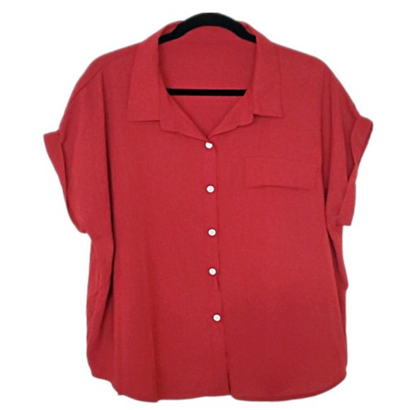 SHEIN | Tops | Womens Red Buttondown Shirt | Poshmark